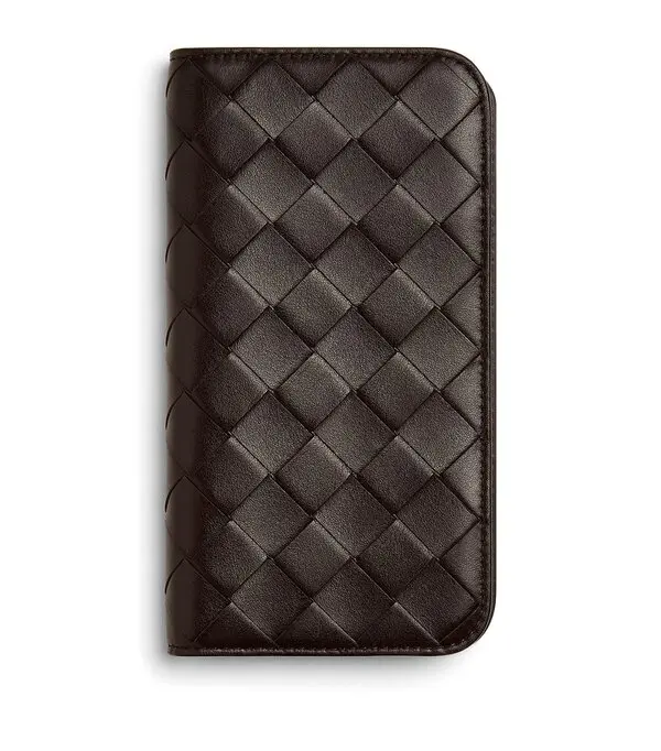 Bottega Veneta Intrecciato Leather Iphone 16 Pro Foglio Case - Brown