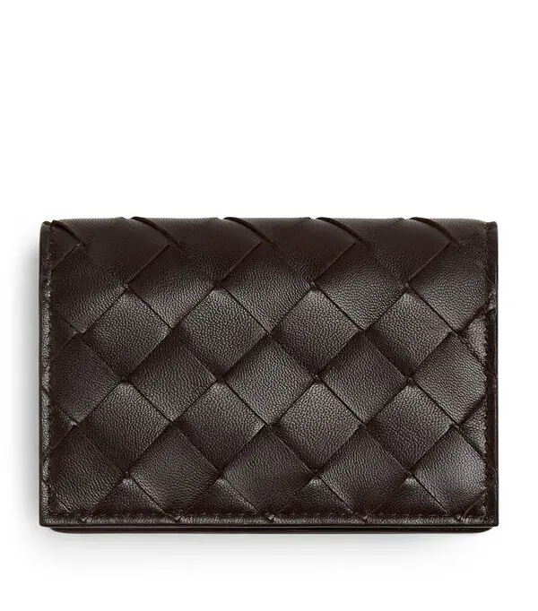 Bottega Veneta Nappa Intrecciato Business Card Holder - Brown
