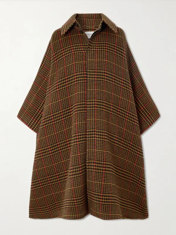 Saint Laurent Checked Wool And Llama-blend Cape