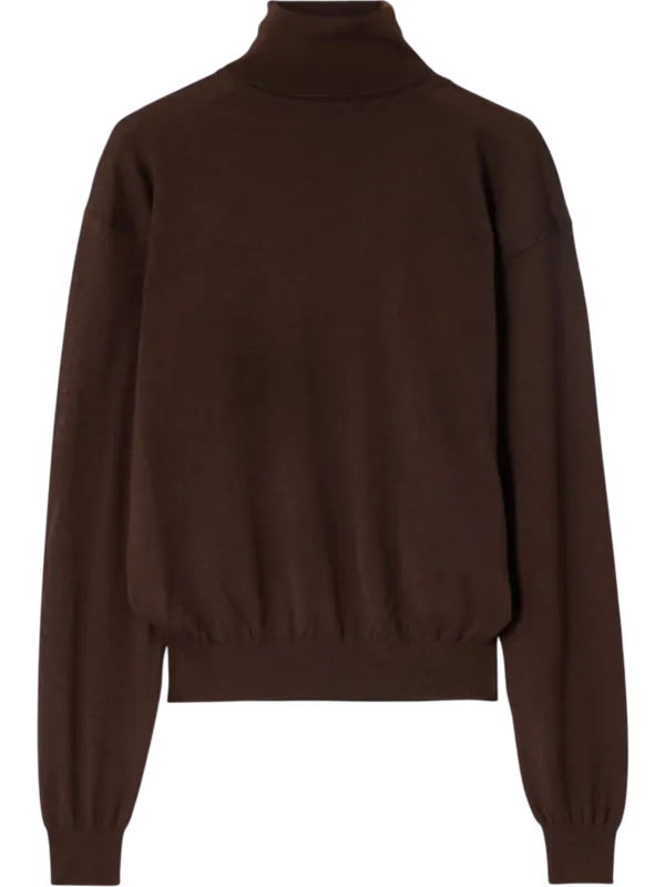 Saint Laurent Wool, Cashmere And Silk-blend Turtleneck Sweater - Brown
