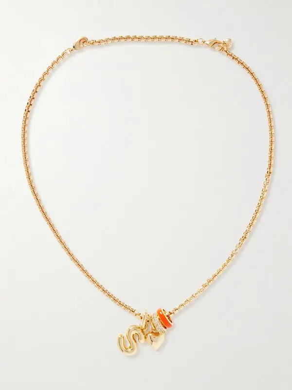 ROXANNE ASSOULIN Puffy Initial Charm Necklace - Gold