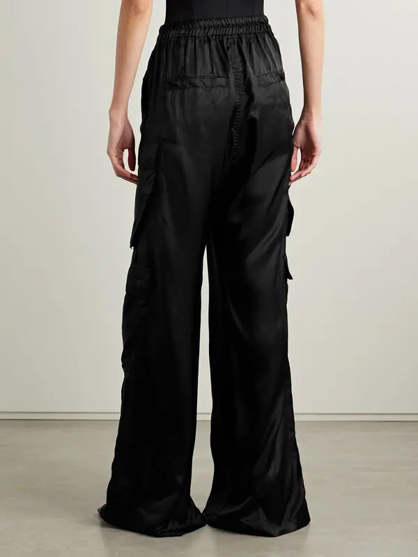 Rick Owens Satin-twill Wide-leg Cargo Pants