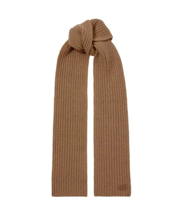 Saint Laurent Appliquéd Ribbed Cashmere Scarf - Brown