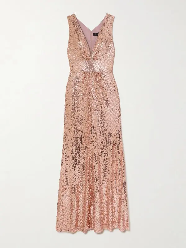 Jenny Packham Supernova Embellished Sequined Tulle Gown - Pink