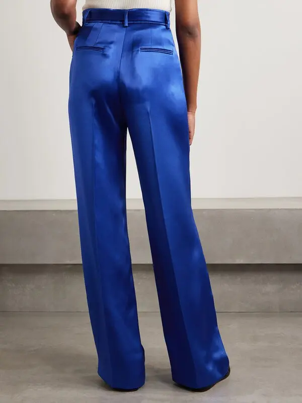 Gabriela Hearst Norman Belted Silk-satin Straight-leg Pants