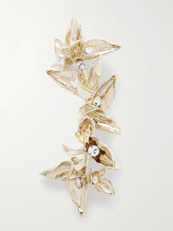 Erdem Flower Crystal Brooch - Gold