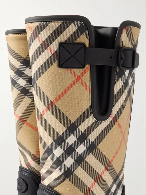 Burberry Rubber And Checked Nylon Rain Boots