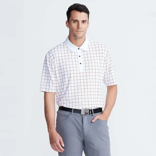 PXG Comfort Fit Archive Windowpane Polo - White