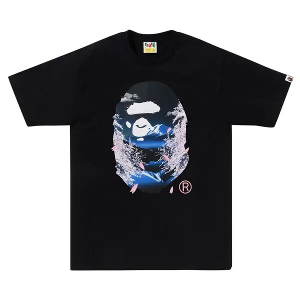 A BATHING APE Sakura Photo Ape Head Tee - Black