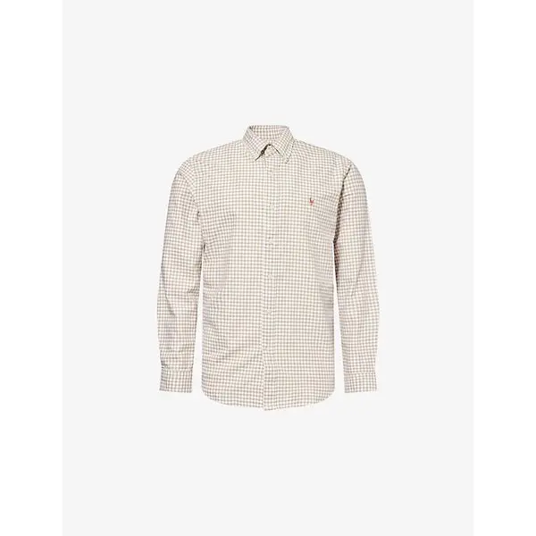 Polo Ralph Lauren Check Embroidered-logo Cotton Shirt - Beige/wht