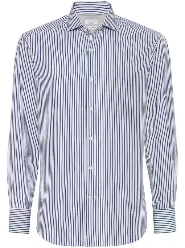 Brunello Cucinelli Stripe Pattern Cotton Shirt