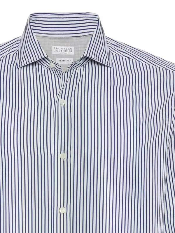 Brunello Cucinelli Stripe Pattern Cotton Shirt