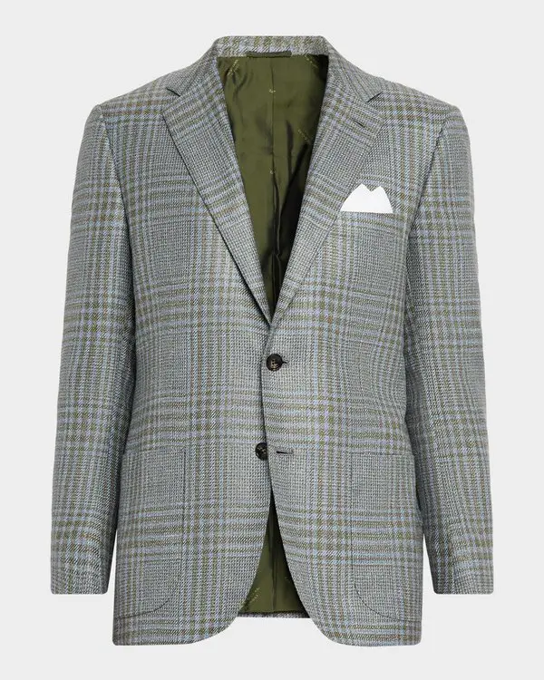 Kiton Apos;s Woven Plaid Single-breasted Sport Coat