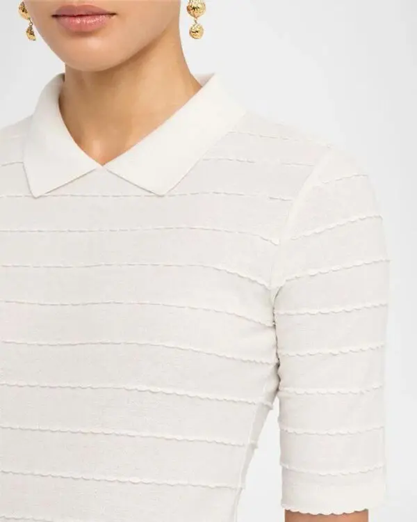 Emporio Armani Cotton Jersey Tee With Scallop Trim - Putty