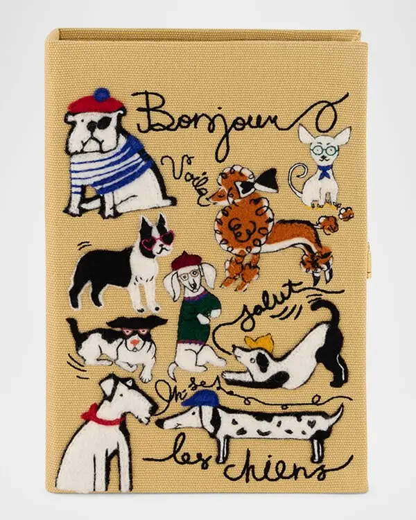 OLYMPIA LE-TAN Les Chiens Caramel Book Clutch Bag - Latte