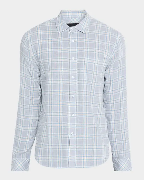 Rails Wyatt Cotton Plaid Button-down Shirt - Bluefin Coral