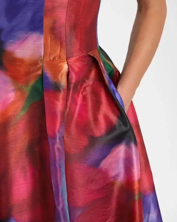 Rebecca Vallance Cabaret Roses Pleated Midi Dress - Print