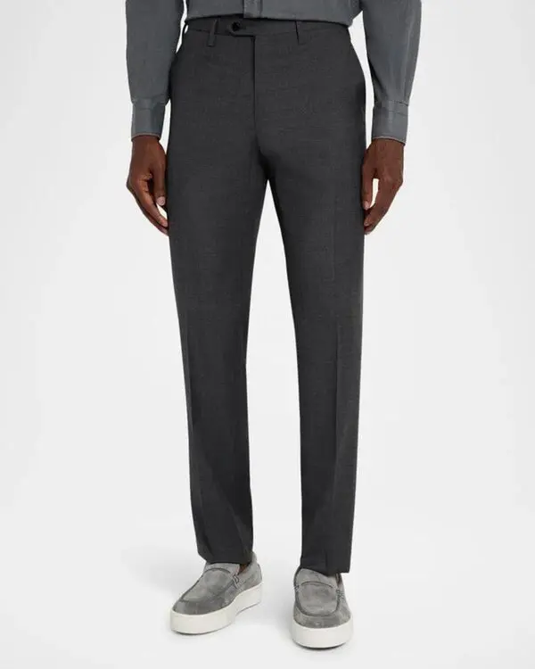 Kiton Wool Twill Flat-front Trousers