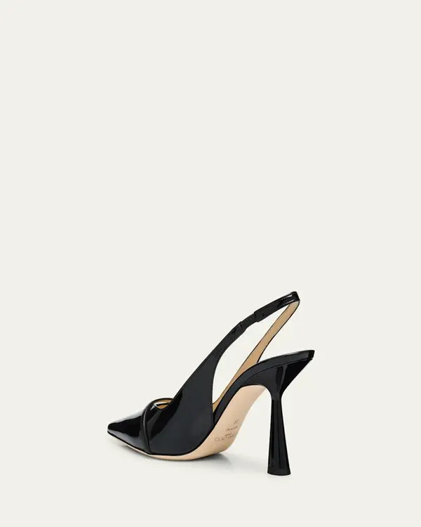 JIMMY CHOO Amita 85 Patent Nappa Leather Slingback Pumps