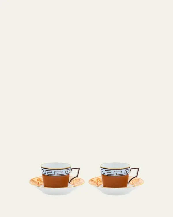 GINORI 1735 Il Viaggio Di Nettuno Luna 3 Oz. Coffee Cups & Saucers, Set Of 2 - Multi