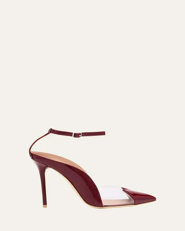 MALONE SOULIERS Malia Leather Pumps With Pvc Detailing - Dark Red