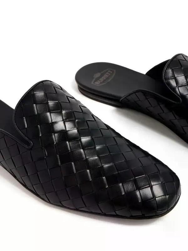 BARRETT Woven Leather Slippers - Black