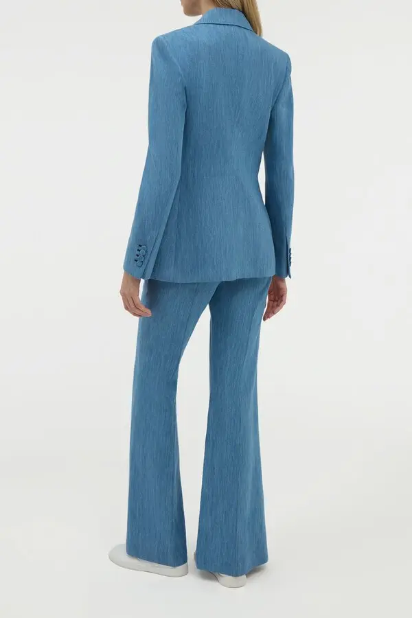 Gabriela Hearst Leiva Blazer Recycled Cotton Linen Denim - Medium Blue