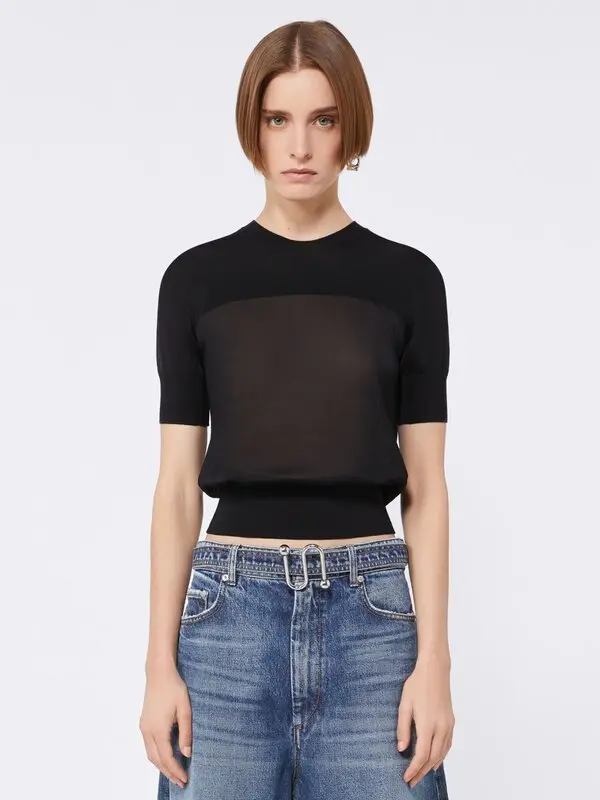 Max Mara Bi-material Short-sleeved Jumper