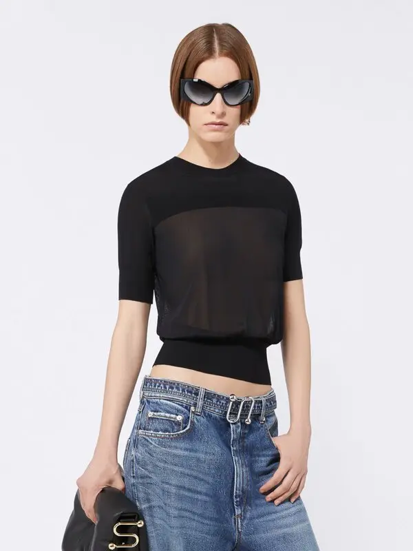 Max Mara Bi-material Short-sleeved Jumper