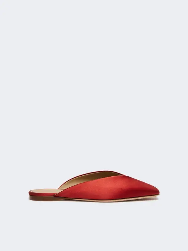 Max Mara Viscose And Silk Satin Mules - Red
