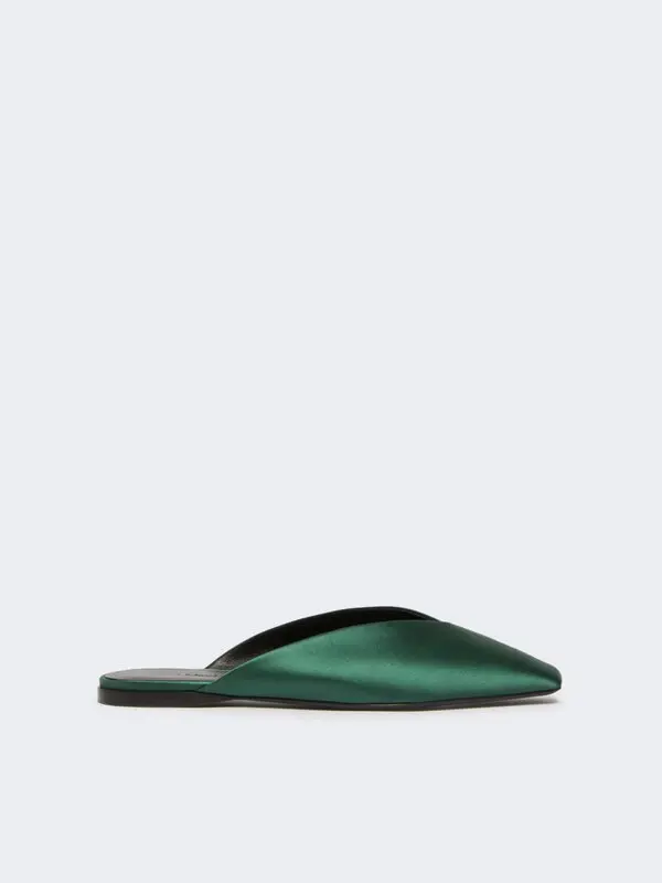 Max Mara Viscose And Silk Satin Mules - Emerald