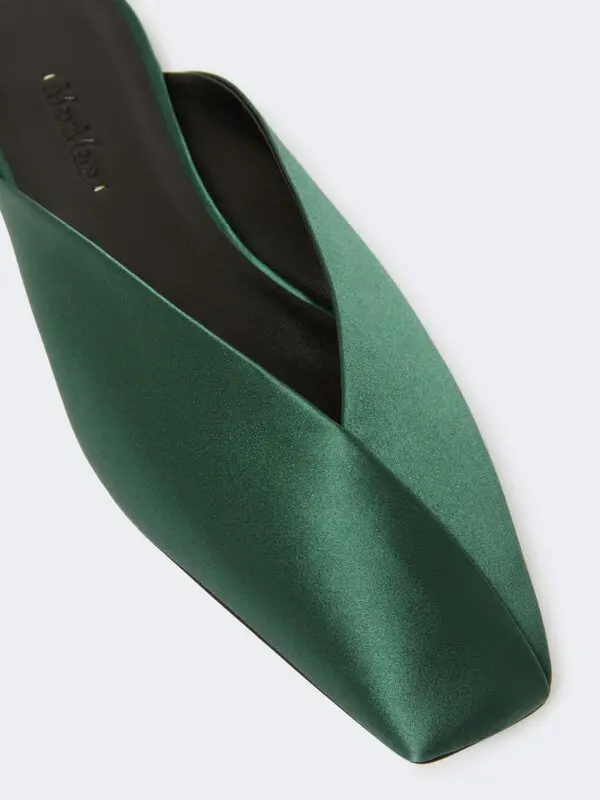 Max Mara Viscose And Silk Satin Mules - Emerald
