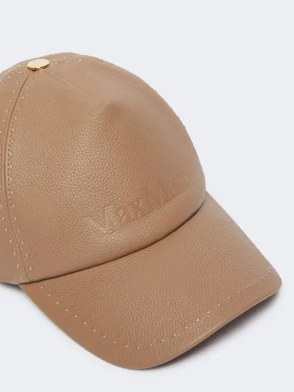 Max Mara Leather Baseball Cap - Mud