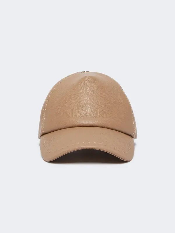 Max Mara Leather Baseball Cap - Mud