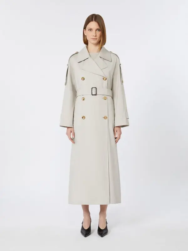 Max Mara Long Double-breasted Trench Coat - Ecru