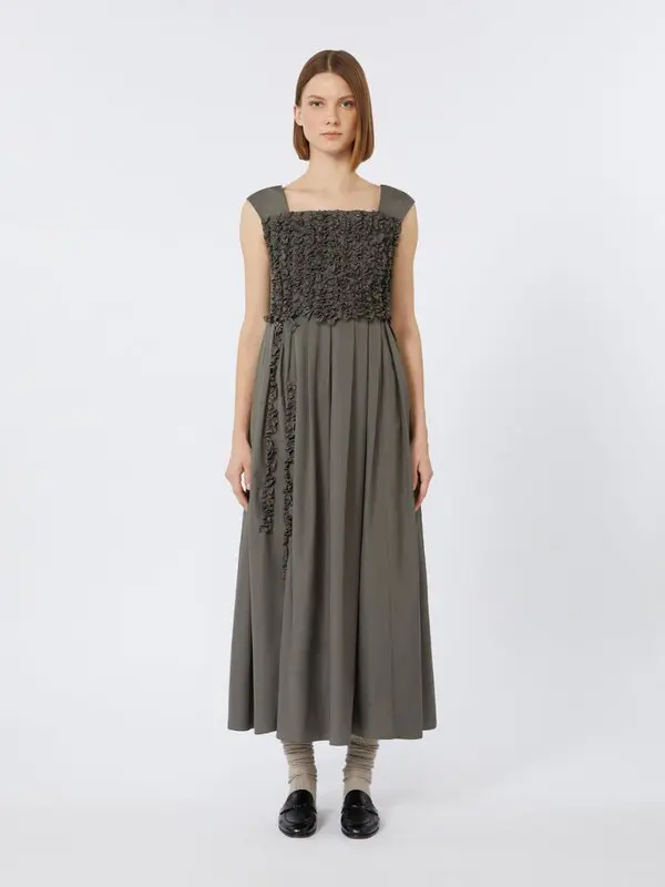Max Mara Long Pleated Poplin Dress