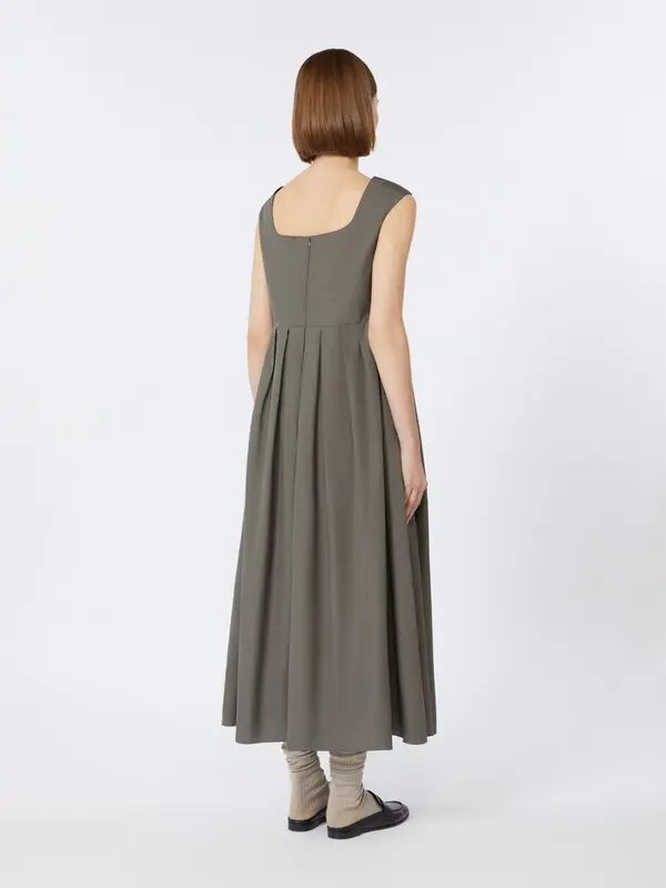 Max Mara Long Pleated Poplin Dress