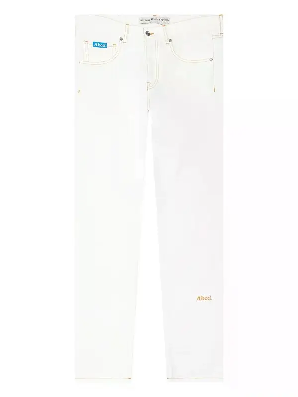 ADVISORY BOARD CRYSTALS Logo-embroidered Jeans - White