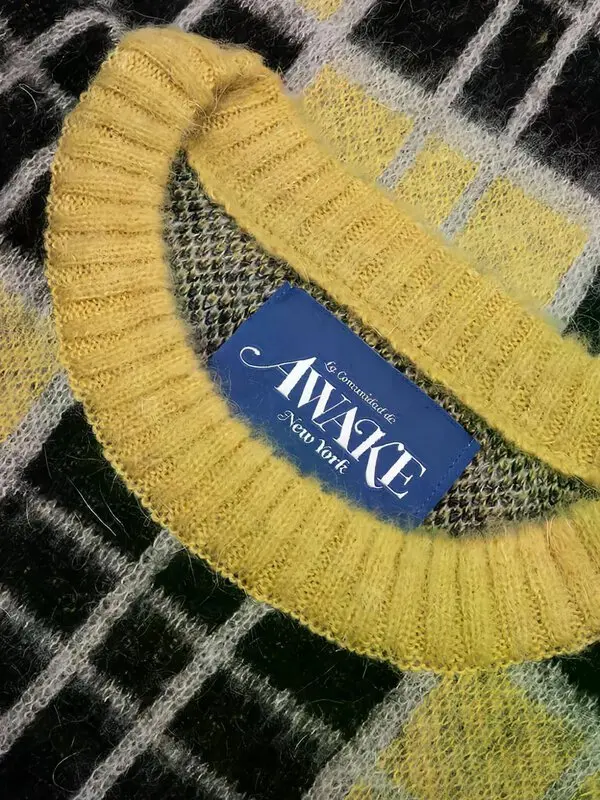 AWAKE NY Checked Mohair Sweater - Yellow