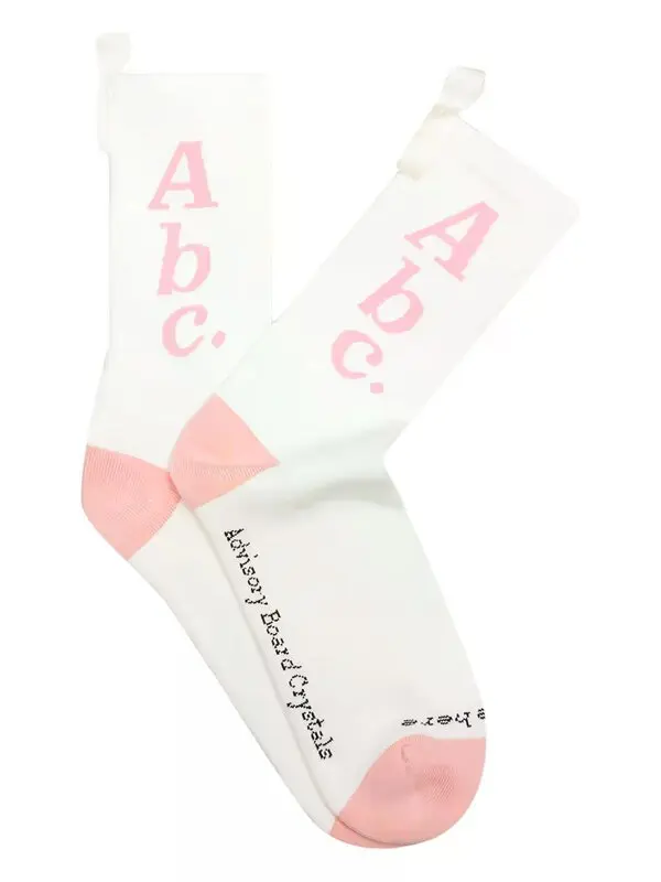 ADVISORY BOARD CRYSTALS Logo Ribbed Crew Socks - White