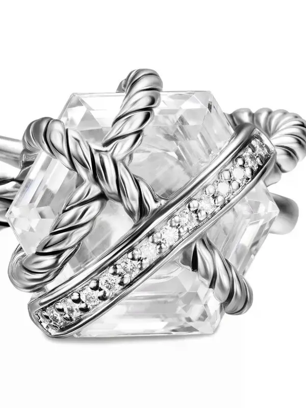 David Yurman Sterling Diamond Cable Wrap Ring