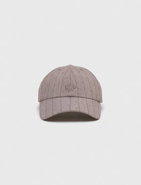 Maje Cotton Cap With Rhinestones - Light Grey