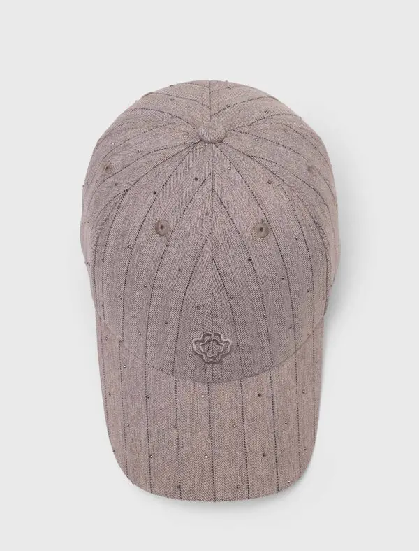 Maje Cotton Cap With Rhinestones - Light Grey