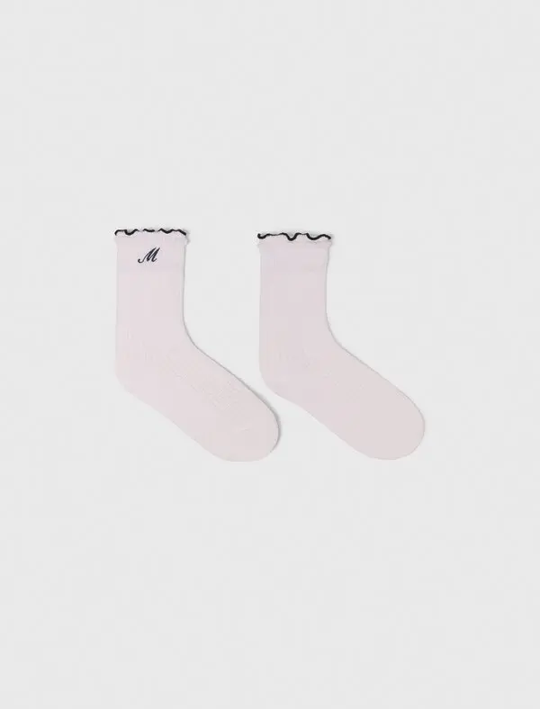 Maje Cotton Pointelle Socks - White