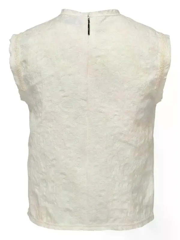 MSGM Ruffled Front Sleeveless Blouse - White