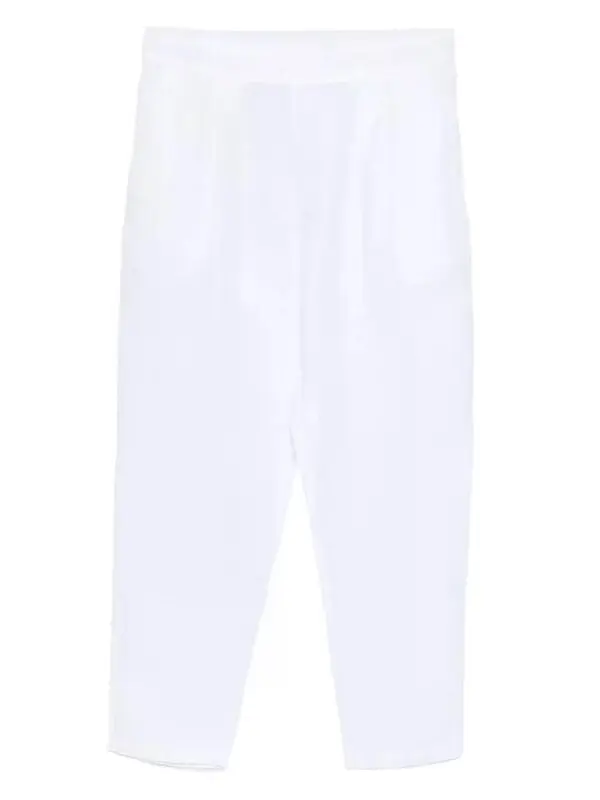 120% Lino Pleated Linen Trousers - White