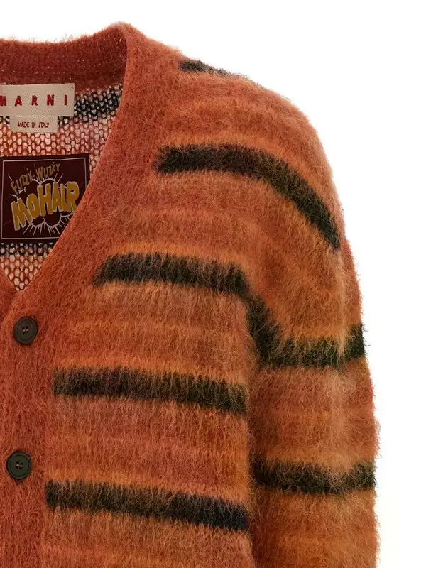 Marni Brushed Striped Cardigan - Orange