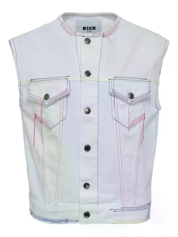 MSGM Contrast-stitch Denim Vest