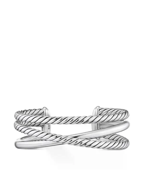 David Yurman Sterling Bold Crossover Three Row Cuff Bracelet - Silver
