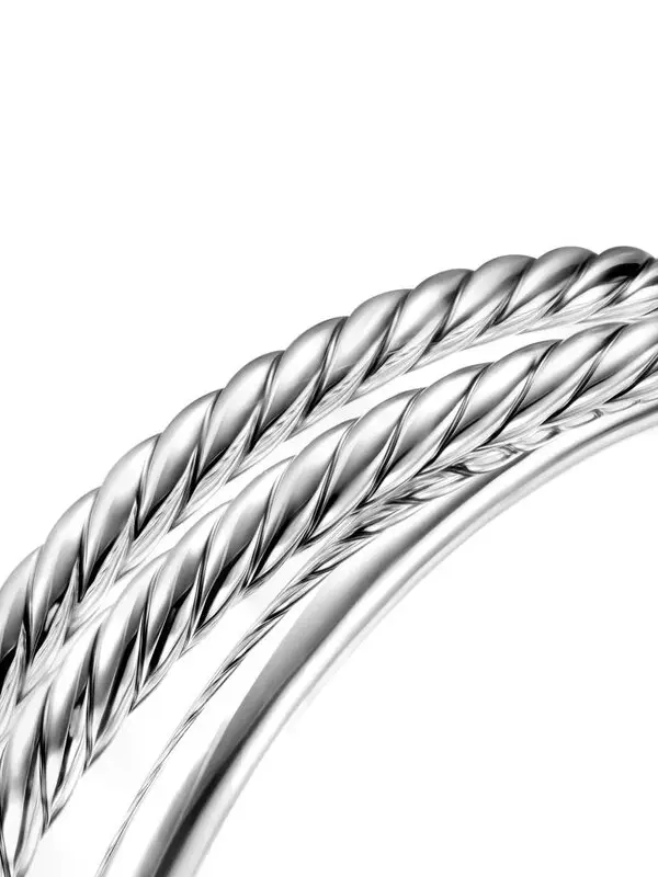 David Yurman Sterling Bold Crossover Three Row Cuff Bracelet - Silver
